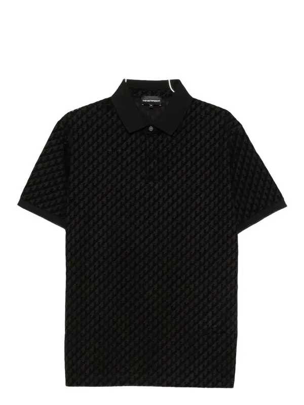Emporio Armani Allover Logo Polo Shirt - Black