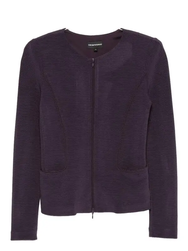Emporio Armani Zip-up Textured Blazer Jacket - Purple