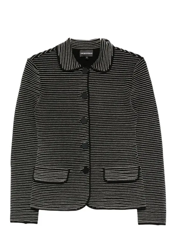 Emporio Armani Striped Collared Blazer - Black