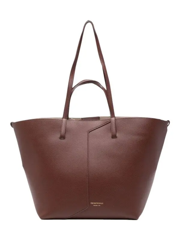 Emporio Armani Medium Leather Tote Bag - Brown