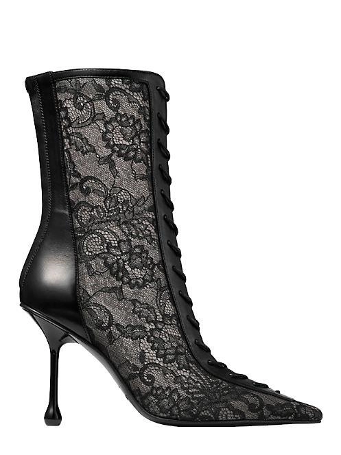 JIMMY CHOO Scarlett 95 Lace And Leather Ankle Boots - Black/black