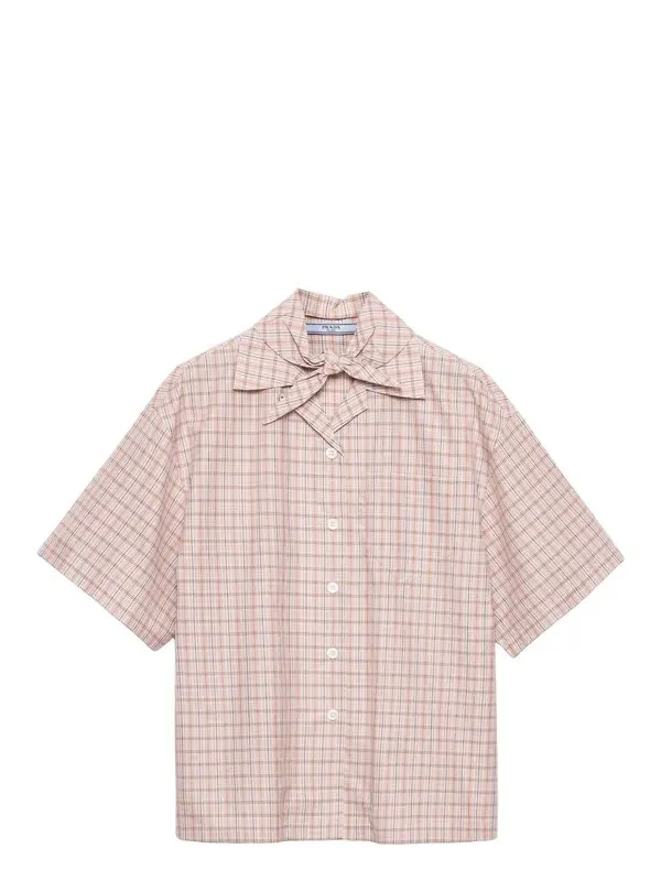 Prada Madras Fabric Bowling Shirt - Alabaster/sand