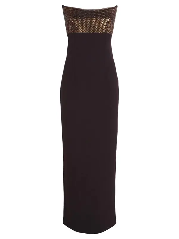 Roland Mouret Diamante-embellished Off-the-shoulder Gown - Brown