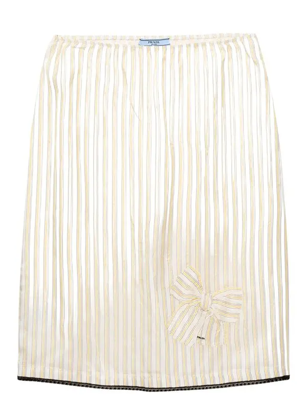 Prada Striped Bow-applique Midi Skirt - Yellow