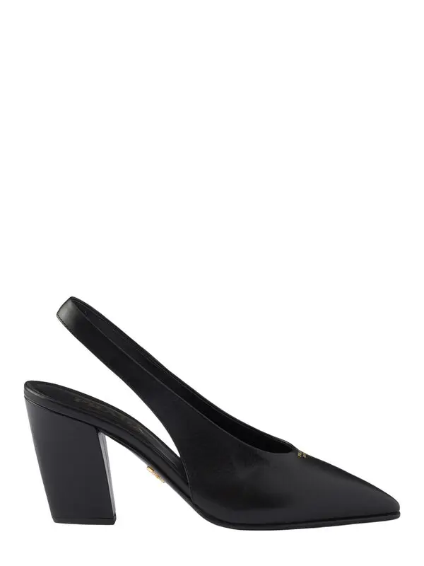 Prada Leather Slingback Pumps 85 - Black