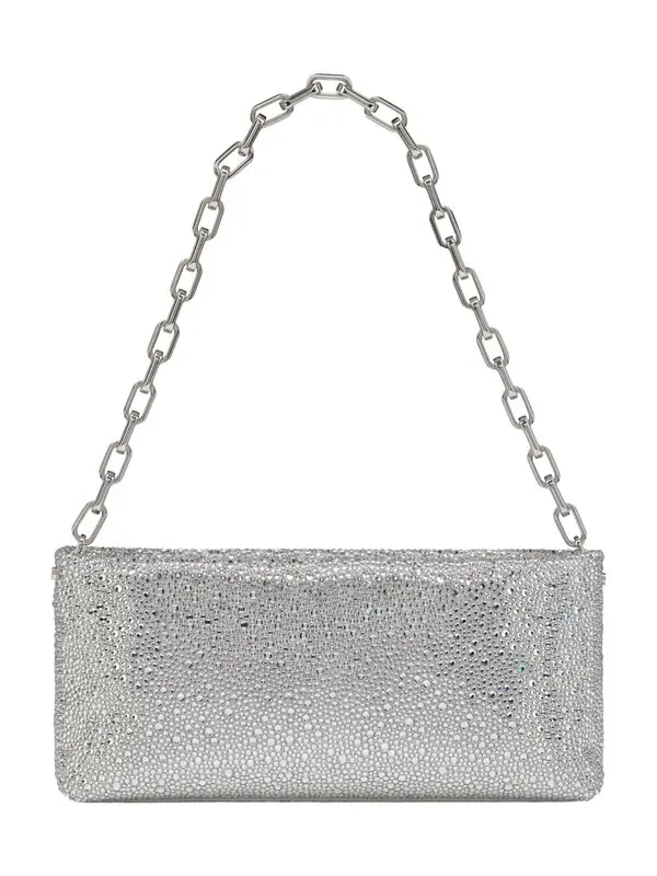 CHRISTIAN LOUBOUTIN Maykimay Chain Pouch Suede Clutch Bag - Silver