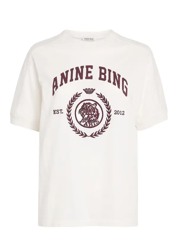 ANINE BING Cotton Collegiate Jaylin T-shirt - Beige