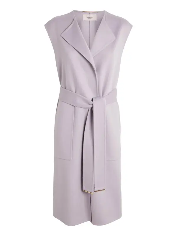 Agnona Sleeveless Belted Cashmere Coat - Purple