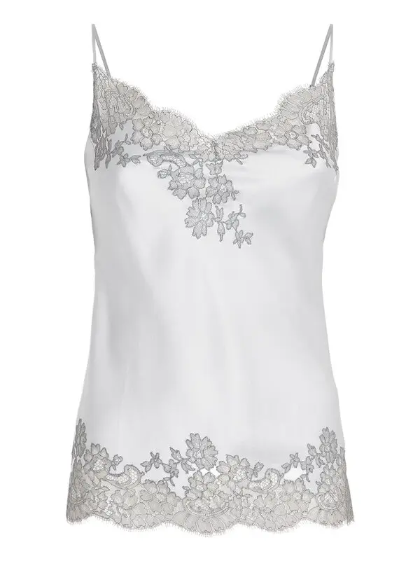 Carine Gilson Silk Cérès Lace Camisole - Silver