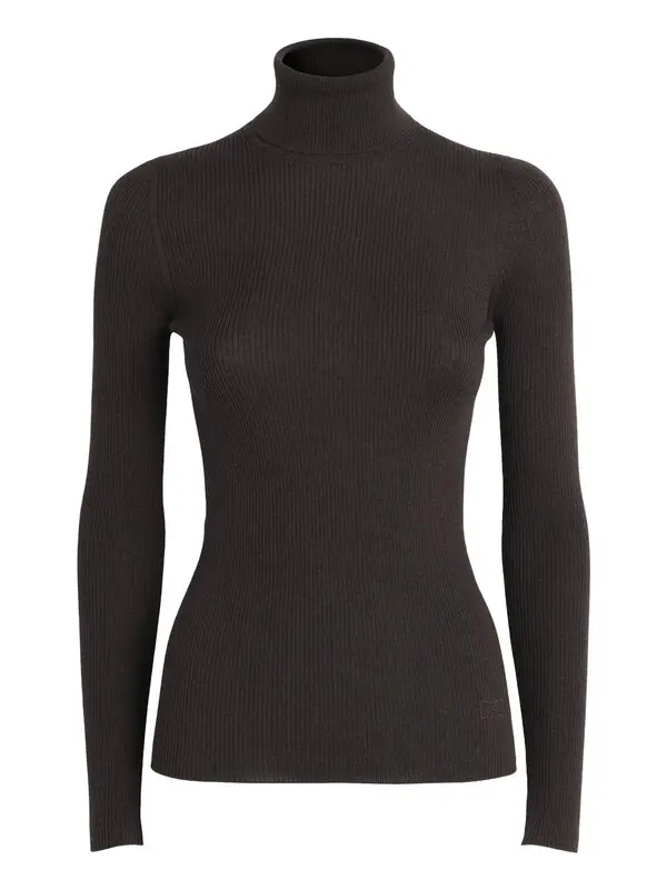 Agnona Wool-silk-cashmere Rollneck Sweater - Brown