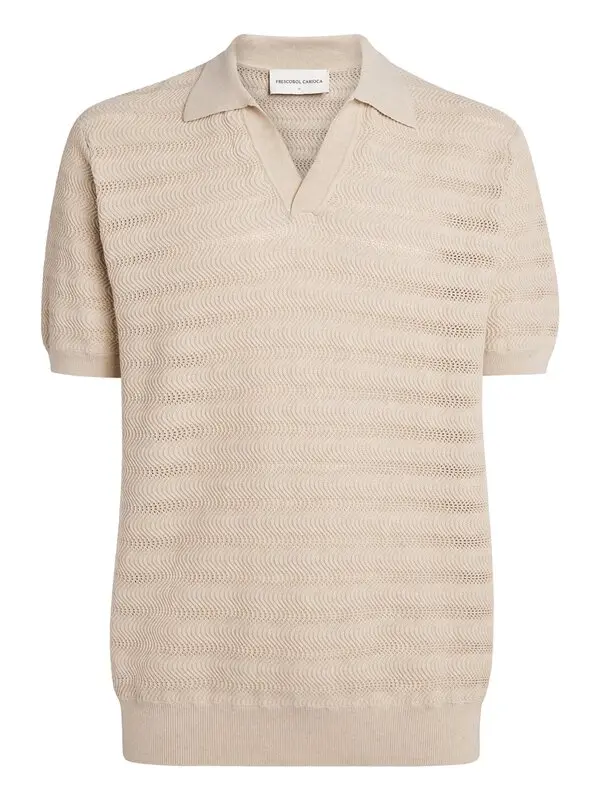 Frescobol Carioca Cotton Jacquard Rino Polo Shirt - Beige