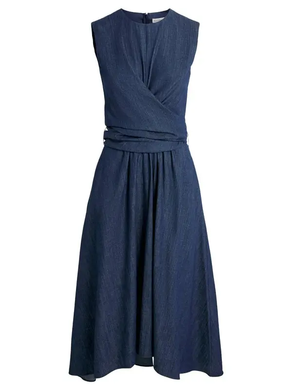 Altuzarra Cotton Chambray Penny Midi Dress - Blue