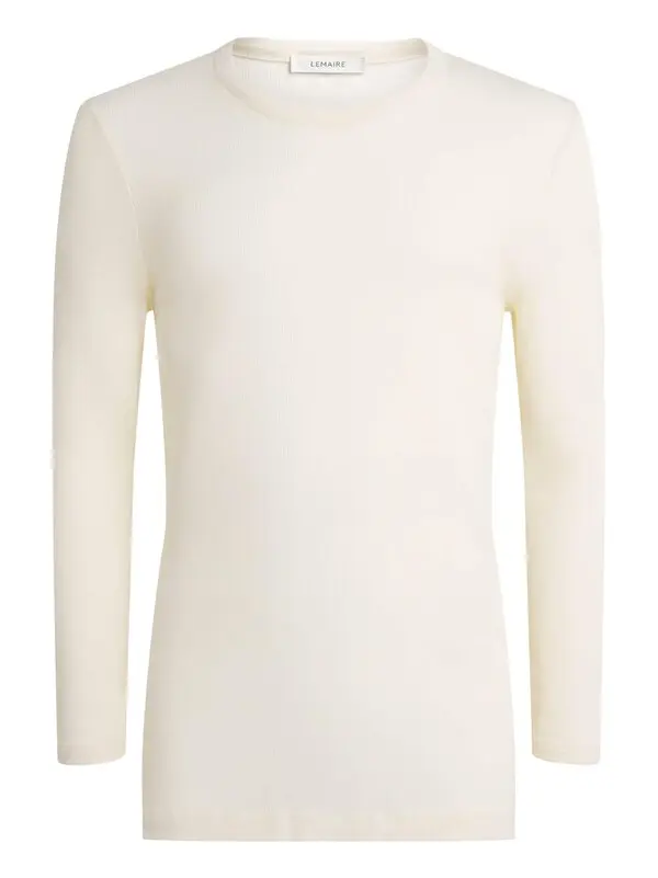 LEMAIRE Ribbed Cotton Long-sleeve T-shirt - Beige