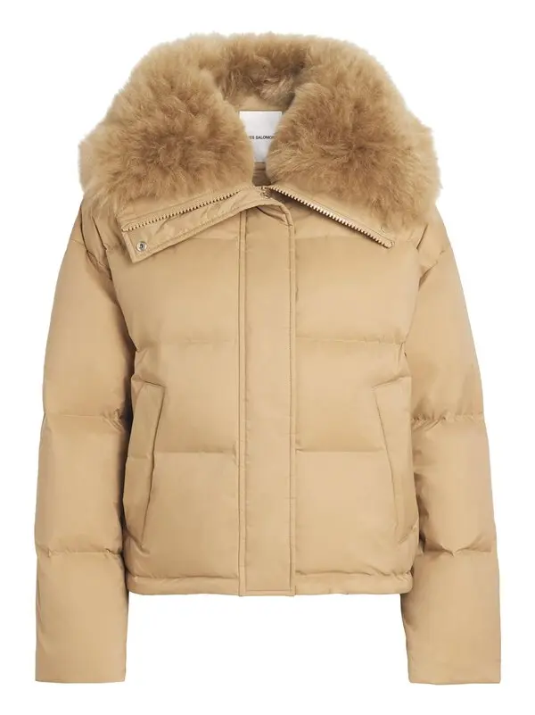 YVES SALOMON Down Technical Puffer Jacket - Beige