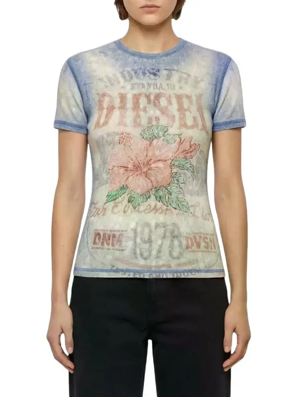 DIESEL® Floral-print T-shirt - Neutrals
