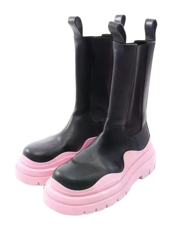 Bottega Veneta 2010s Leather Chelsea Boots With Chunky Lug Sole - Black