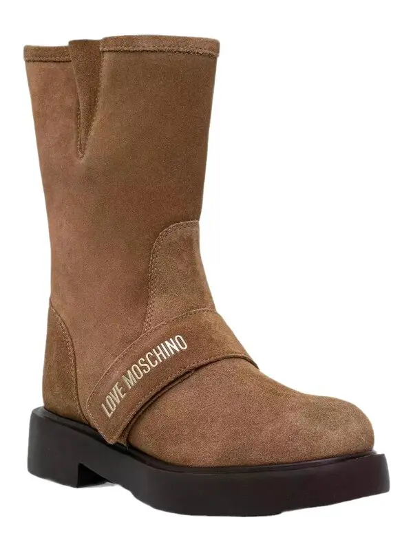 Moschino Logo Lettering Touch-strap Boots - Brown