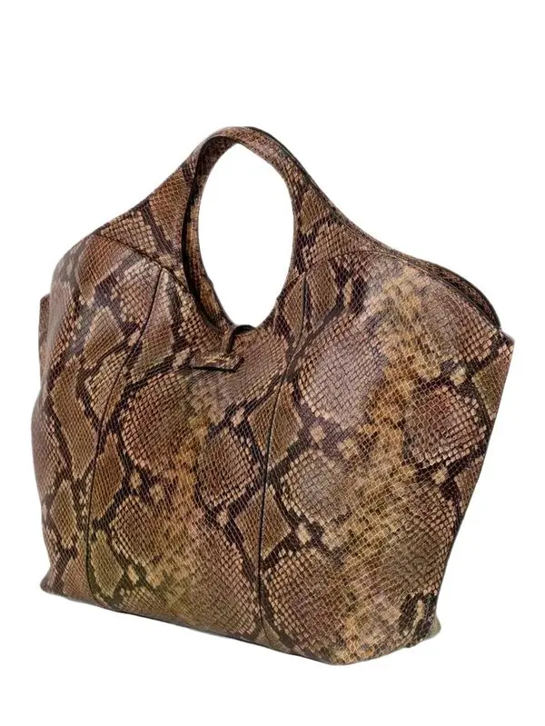 GIANNI CHIARINI Snake-effect Leather Tote Bag - Brown