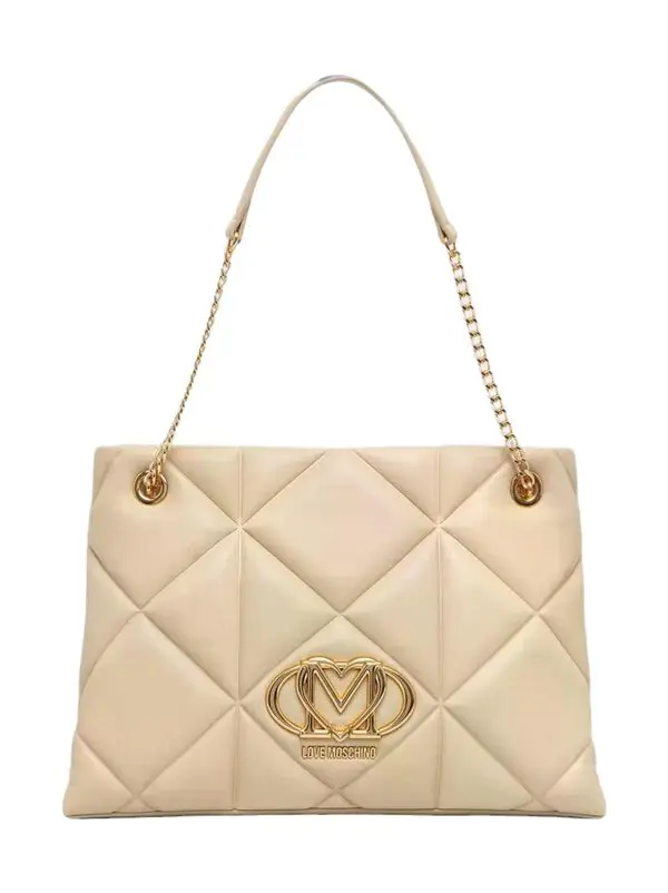 Moschino Quilted Logo-plaque Tote Bag - Neutrals