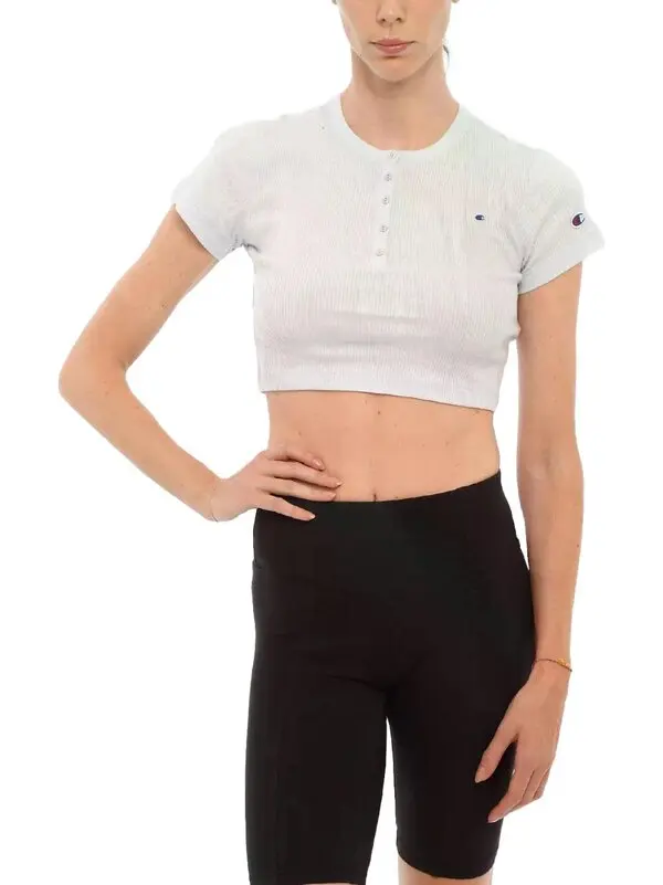 Champion Ribbed-knit Cropped T-shirt - Blue