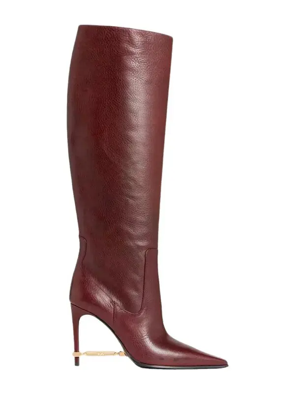 Dsquared2 Knee-high Leather Boots With Metal Bar Detail - Red