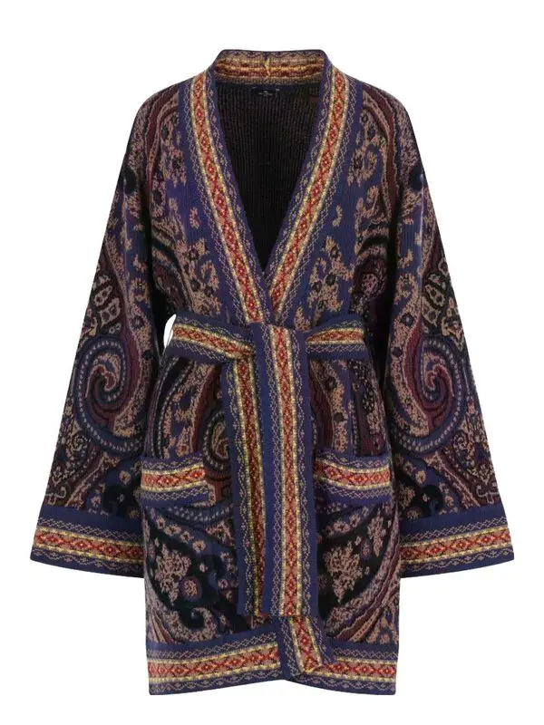 Etro Paisley Pattern Belted Jacket - Blue