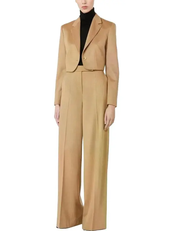 Max Mara Wide Sable-look Camel Trousers Camel - Neutrals