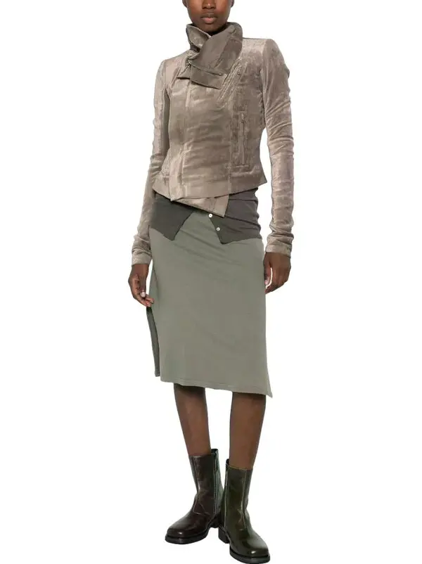 Rick Owens Asymmetrical Zip Velvet Jacket - Grey