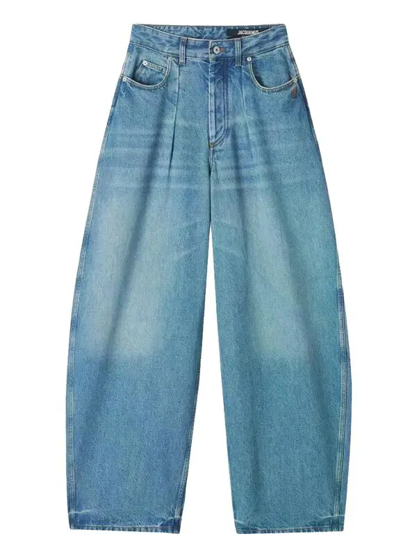 Jacquemus Pleated Detail Faded Effect Jeans - Blue