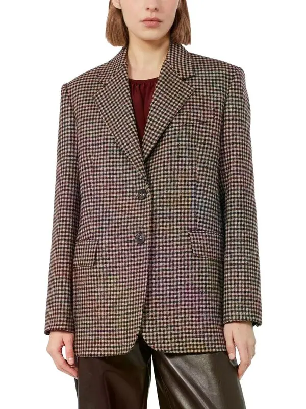 Max Mara Checked Virgin Wool Blazer - Brown
