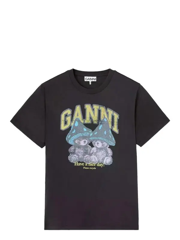 GANNI Graphic-print T-shirt - Black