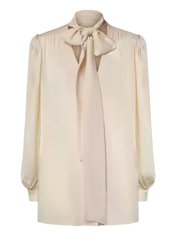 Valentino Garavani Bow-detail Silk Shirt - Neutrals