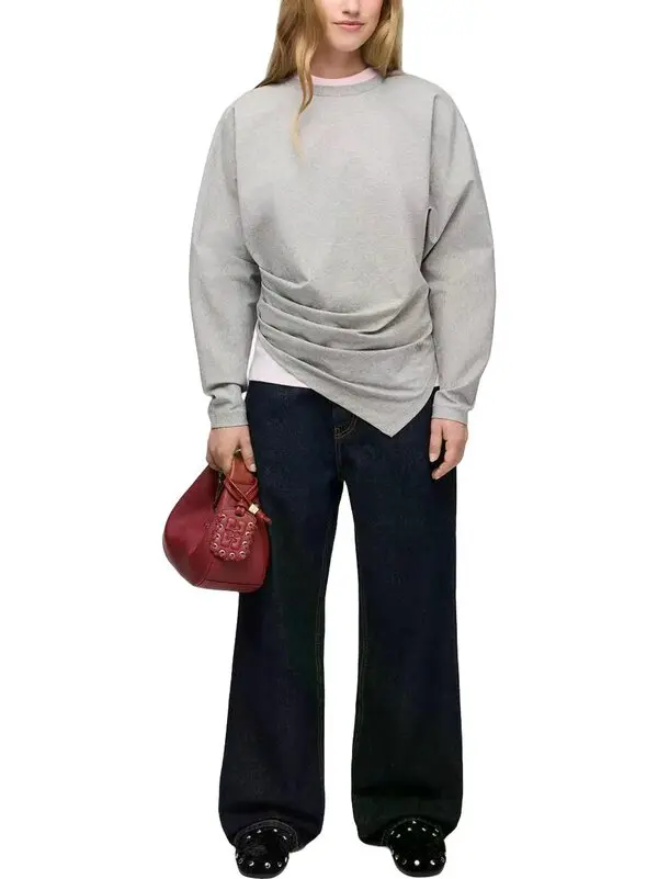 GANNI Blouse In Draped Jersey - Grey