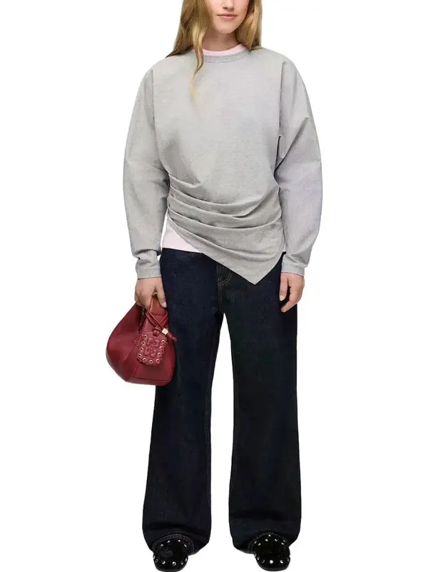 GANNI Jersey Draped Blouse - Grey