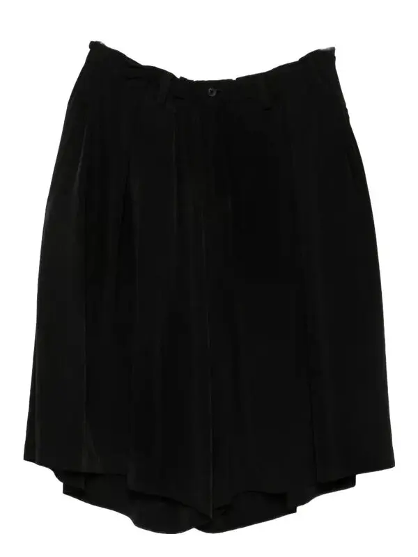 Yohji Yamamoto Pleated Wide-leg Shorts - Black