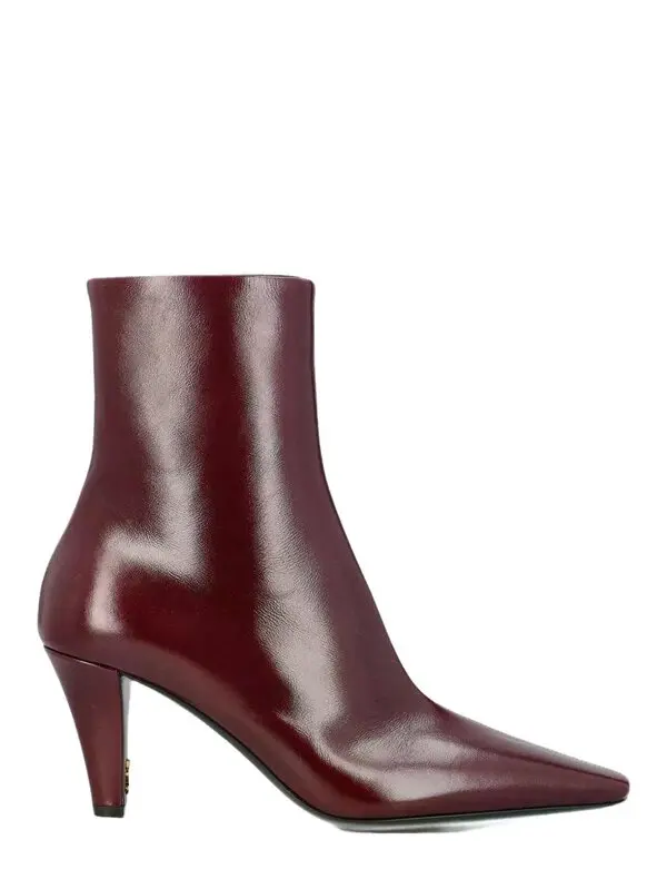 Saint Laurent Jill Booties In Smooth Leather - Red