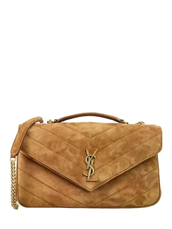 Saint Laurent Loulou Medium In Matelassé Suede - Brown