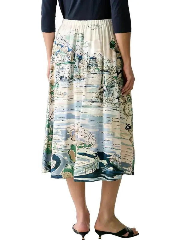 Max Mara Printed Pleated Midi Skirt - Neutrals