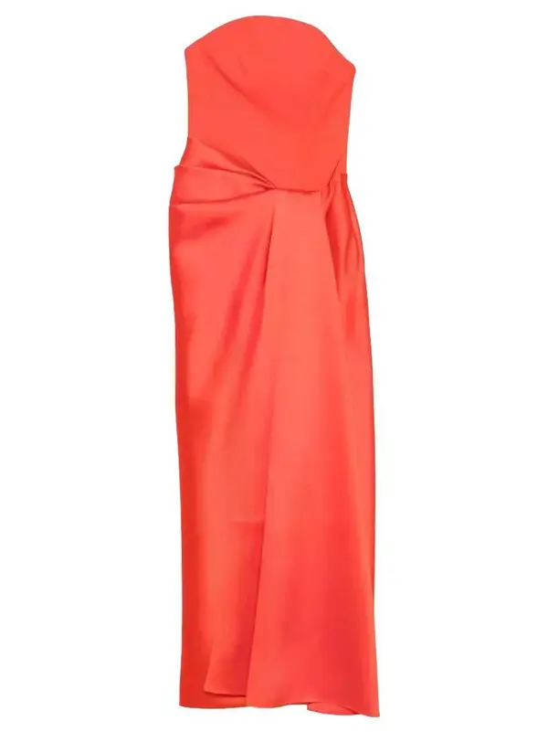 Solace London Strapless Draped Maxi Dress - Red