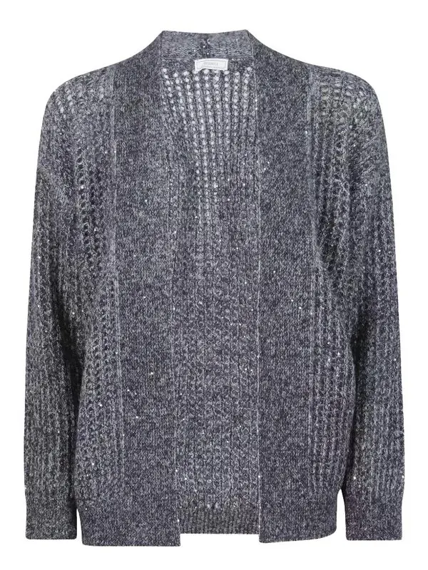 Peserico Sequin-embellished Open-knit Cardigan - Grey