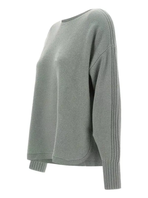 ELENA MIRÒ Ribbed-detail Rounded-hem Sweater - Green
