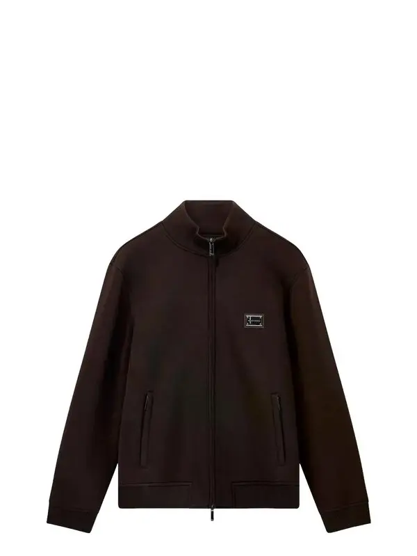 Emporio Armani Logo-plaque Zip-up Sweatshirt - Brown