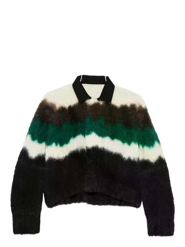 Sacai Zigzag-knit Cropped Jacket - Black