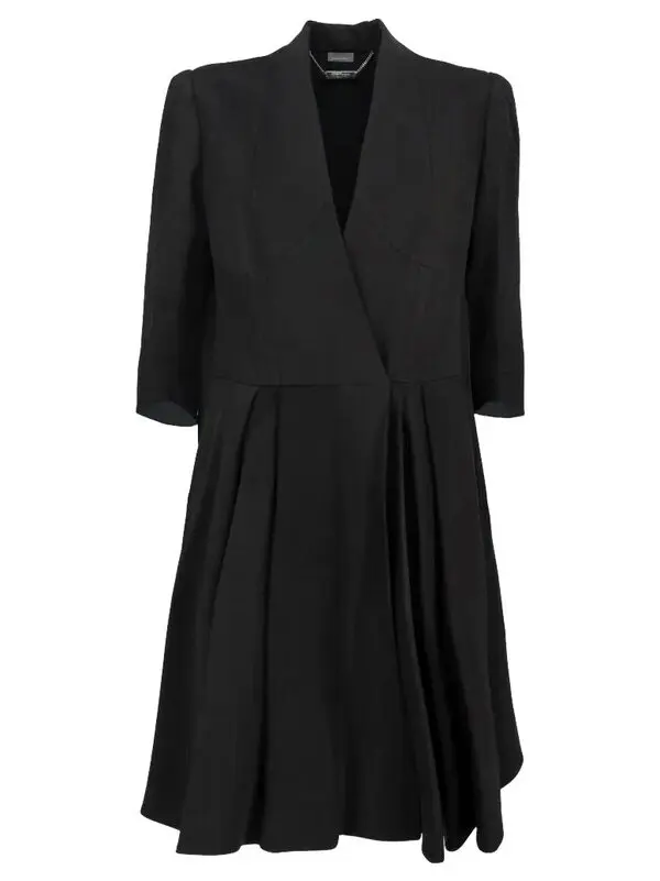 Alexander McQueen Pleated Wrap-style Mini Dress - Black