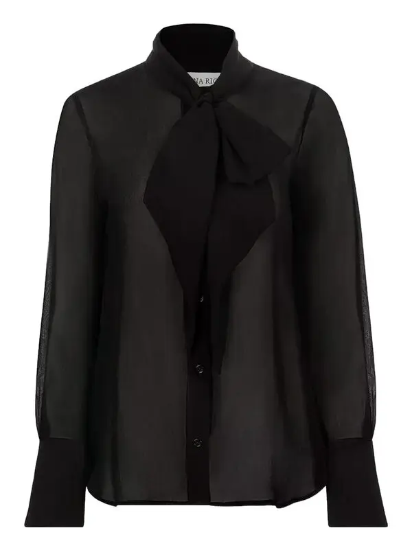 Nina Ricci Lavalliére Pussy-bow Silk Shirt - Black
