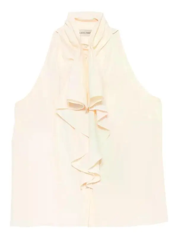 Alberta Ferretti Ruffled Halterneck Top - Neutrals
