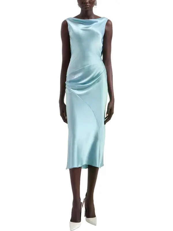 Nina Ricci Asymmetrical Open-back Midi Dress - Blue