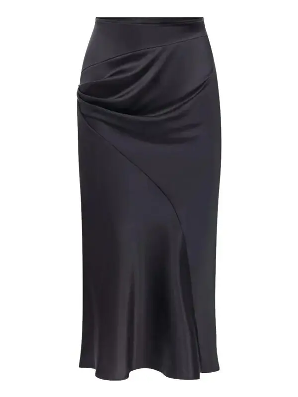 Nina Ricci Asymmetrical Draped Midi Skirt - Black
