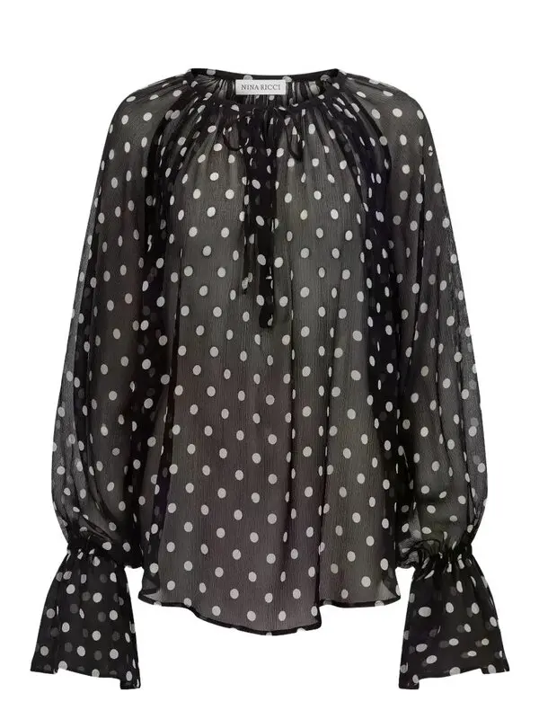 Nina Ricci Polka-dot Silk Blouse - Black