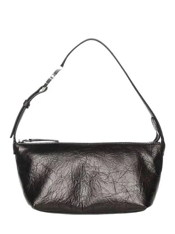 Fendi Vanity Pouch Small Crackled Leather Bag - Black